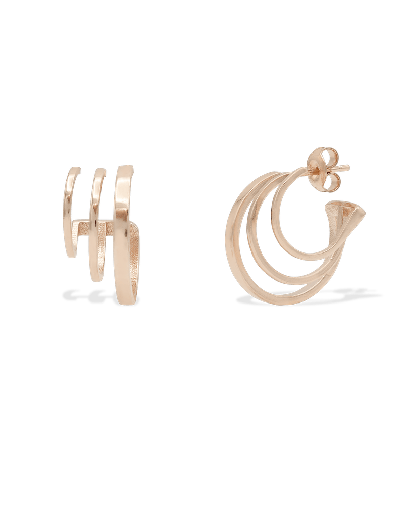 Cercei trio-creole din argint 925 placat cu aur roz | IONA