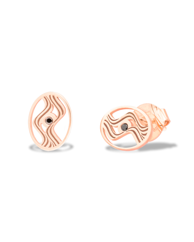 Cercei mini, pe lobul urechii THE EYE, aur roz | IONA