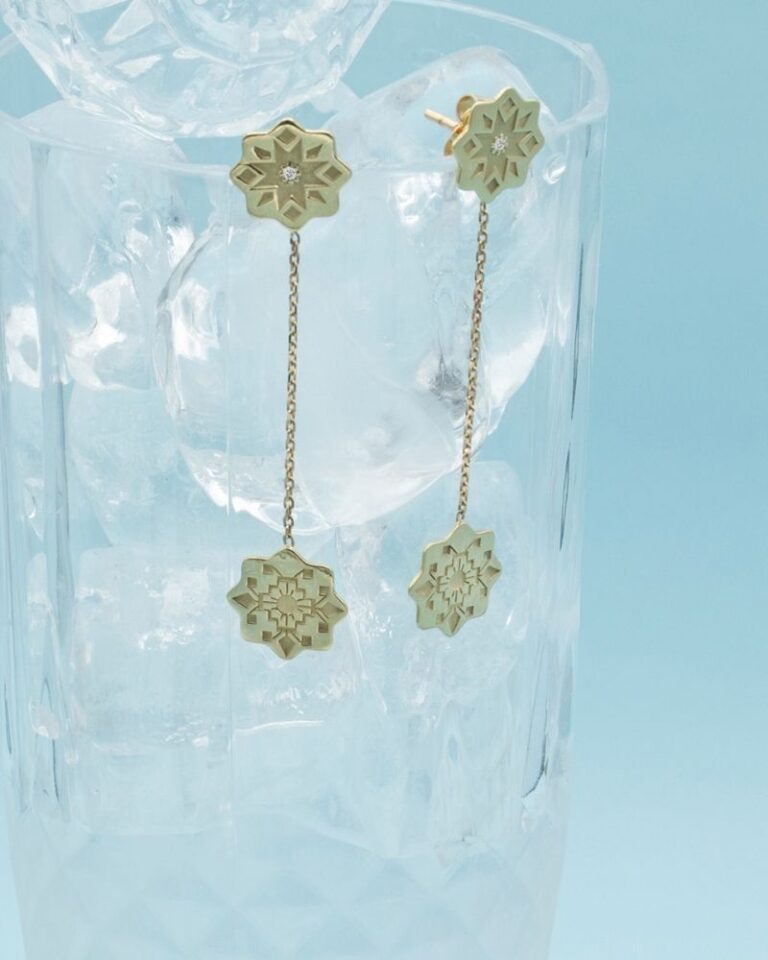 Cercei lungi RASARIT cu diamante clasice, aur roz | IONA