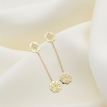 Cercei lungi RASARIT cu diamante clasice, aur roz | IONA