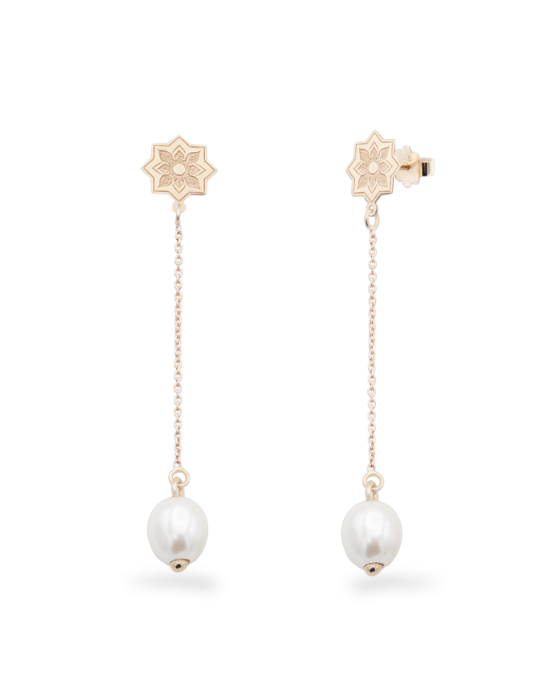 Cercei lungi ARAMAIQ, aur roz | IONA