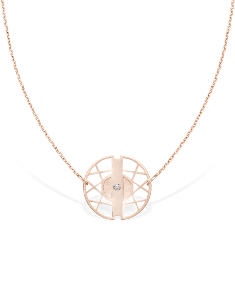 Colier PARFUM DE CASABLANCA si Diamant Natural, Aur Roz 14K - IONA