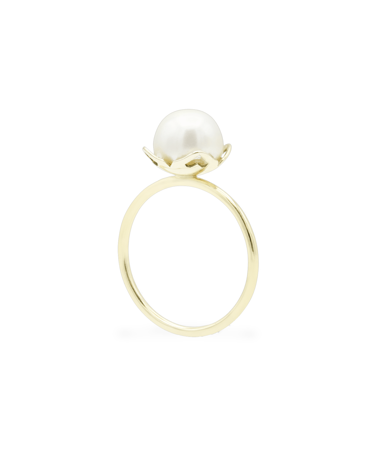 Inel cu perla - model floral, aur galben | IONA