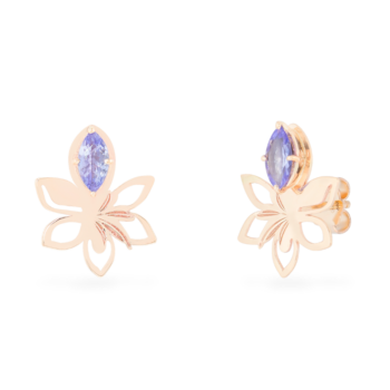 Cercei NOPTI LA LISABONA cu Tanzanite Naturale, Aur Roz 14K I IONA