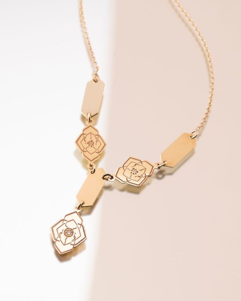 Colier PARFUM DE CASABLANCA cu Diamant Natural, Aur Roz 14K - IONA