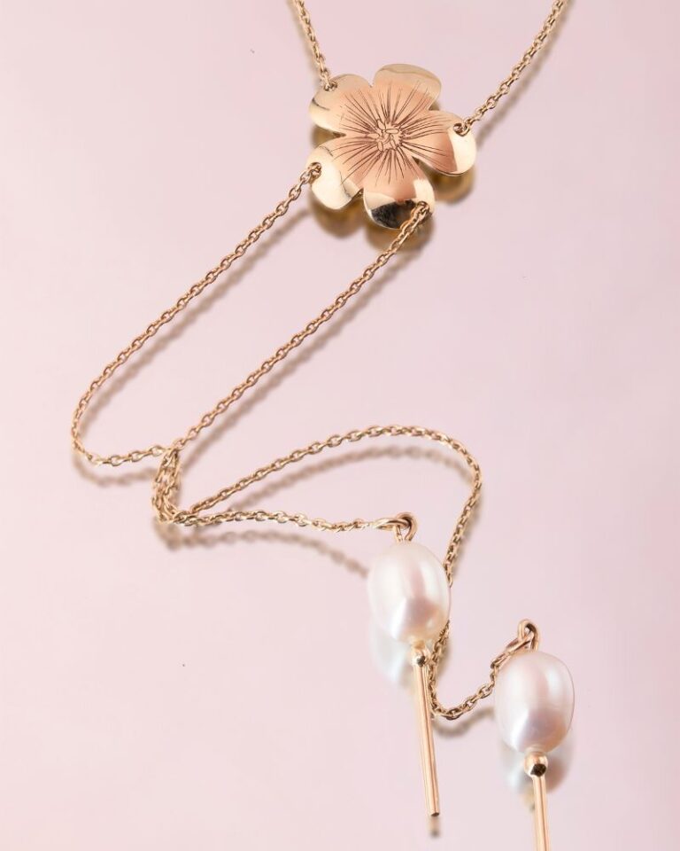 Colier Lung SICILIA INAMORATA cu Perle Veritabile de Cultura, Aur Roz ...