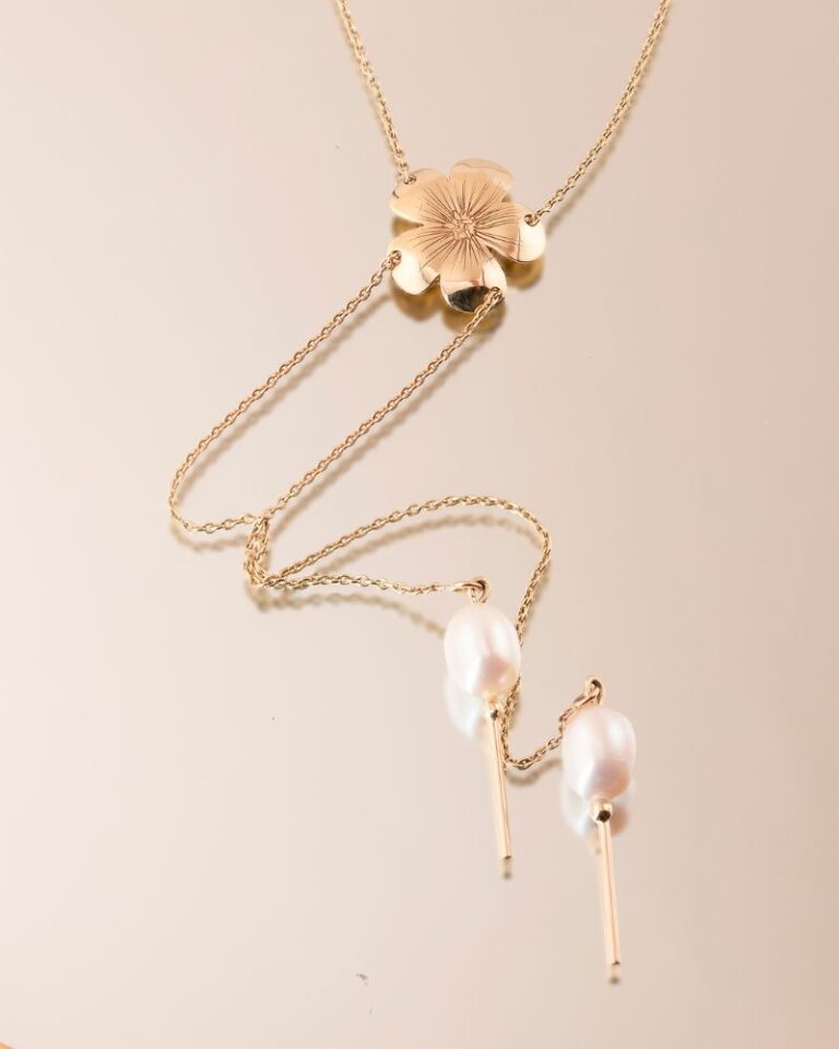 Colier Lung SICILIA INAMORATA cu Perle Veritabile de Cultura, Aur Roz ...